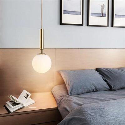 Modern Glass Ball Led Pendant Lamp Fixtures Bedside Gold Ind