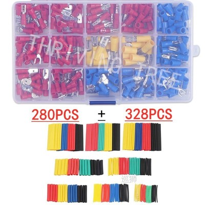 328/280PCS Insulated Spade Butt Ring Fork Ring Lugs Rolled C