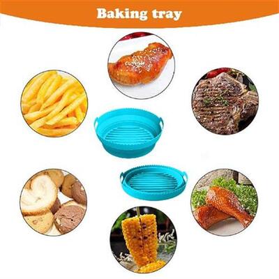 Foldable Air Fryers Oven Baking Tray Round Shaped Silicone