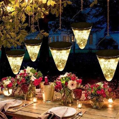 Solar Light Outdoor Fairy Lantern Hanging Cone Garland Lamp