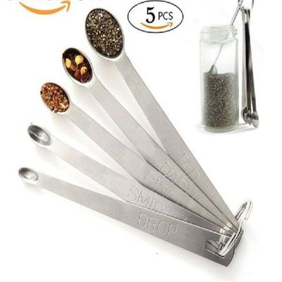 5 PCS Silver Stainless Steel Measuring Spoons Kitchen