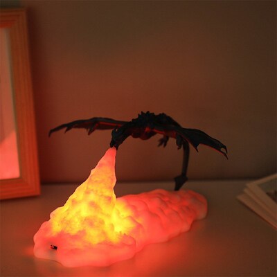 3D Printed Usb Light Fire Dragon Lamps Night Light Recharge