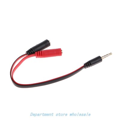 2 in 1 Splitter 4 Pole Male 3.5mm Audio Cable Adapter Earpho