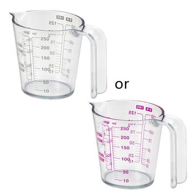 250/500ml Graduated Clear Plastic Measuring Cup for Jug Pour