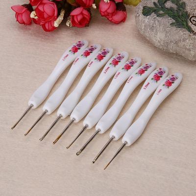 8pcs Soft Handle Flower Aluminium Crochet Hook Knitting