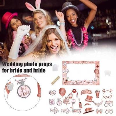 1 Set Bride Photo Booth Props Paper Frame Bachelorette