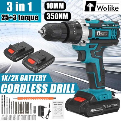 Wolike Cordless Drill Electric Impact Drill 288VF Lithium Ba