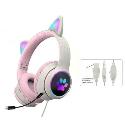 Cat Ear Wired Headphones 7.1 Channel Portable Fashionable Fo