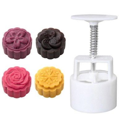 4 Style Flower Mooncake Mold DIY Hand Pressure Fondant Moon
