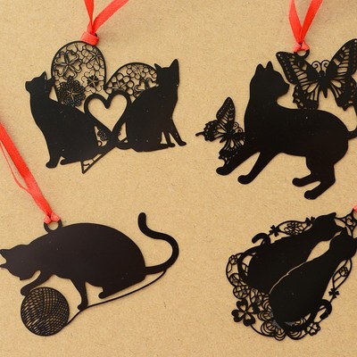 Lovely Cute Kawaii Metal Bookmark Black Cat Book Holder for