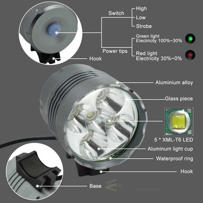 WasaFire 5* XML T6 Bike Light 7000 Lumen LED Bicycle Light H