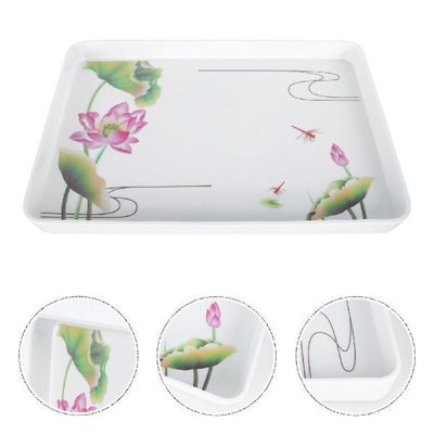 1Pc Rectangular Serving Tray Flower Pattern Fruit Tray Cake