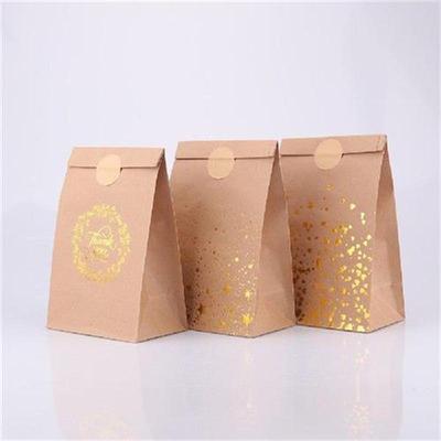 20pcs Kraft Paper Bags Bronzing Love Carry Paper Bag