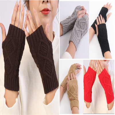 Woman Ladies Fingerless Gloves Winter Warm Soft Knitted