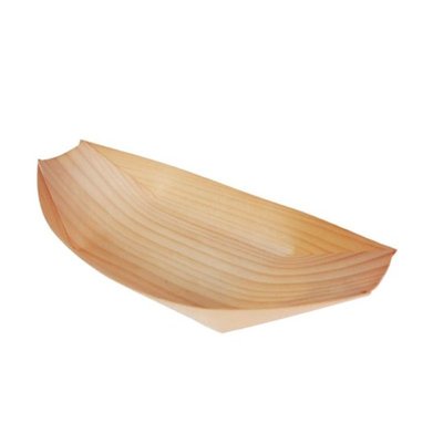 Disposable Wooden Food Boats Compostable Serving Trays Plate
