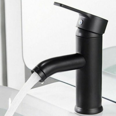1pc Bathroom Basin Mixer Sink Tap Modern Matte Black Stainle