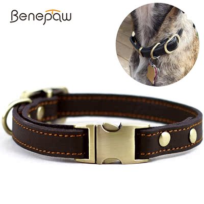 Benepaw Genuine Leather Dog Collar Quality Handmade Strong