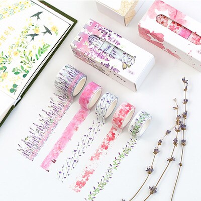 5 Pcs/Box Beautiful Flower Washi Tape DIY Decoration Scrapbo