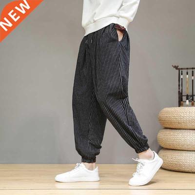 2022 Cotton Linen Men Casual Harem Pants Baggy &