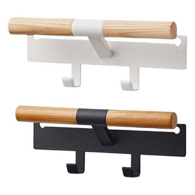 2 Hooks Wooden Steel Backpack Bag Hanger Rack On Desk for