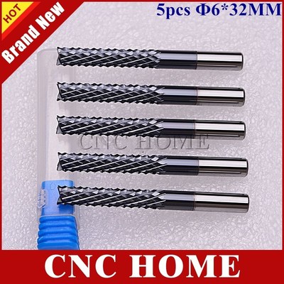 5pcs 6mm x 32mm Import tungsten carbide end mill black nano