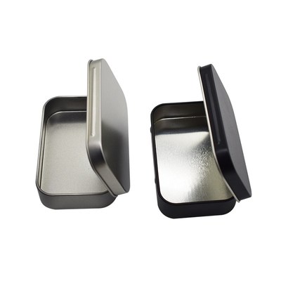 1 pc Survival Kit Tin Small Empty Metal Tin Silver Black Gol