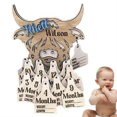 Cow Milestone Tags Wood Highland Cow Infant Mark Cutout