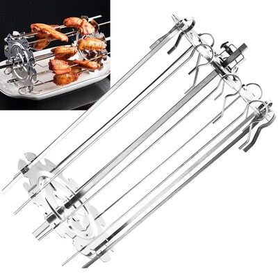 10 fork BBQ Steel Metal Roaster Rotisserie Skewers Needle C
