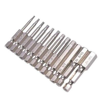 12Pcs Inner Hex Electric Wrench 1/4 Inch S2 Alloy Steel Impe