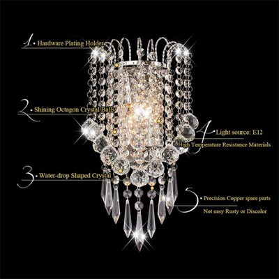 OYGROP Wall Light with Crystal  Drops Decorative Besides Wal