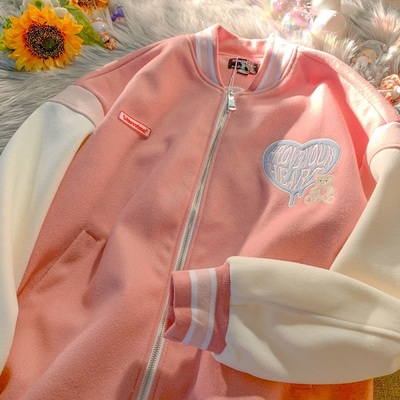 kawaii baseball uniform Korean preppy style sweet long