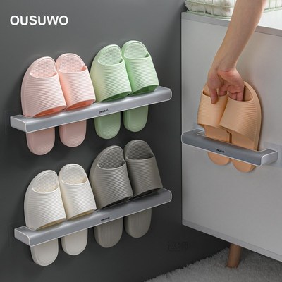 Bathroom slipper rack wall mounted toilet shoes storage arti