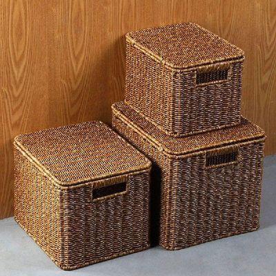 Handwoven Rattan Storage Basket Toy Storage Organizer Box