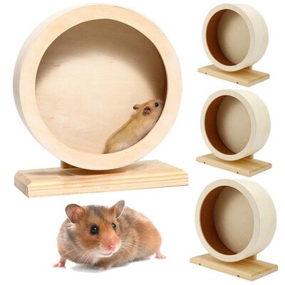 Hamster Running Disc Toy Silent Rotatory Jogging Wheel Woode