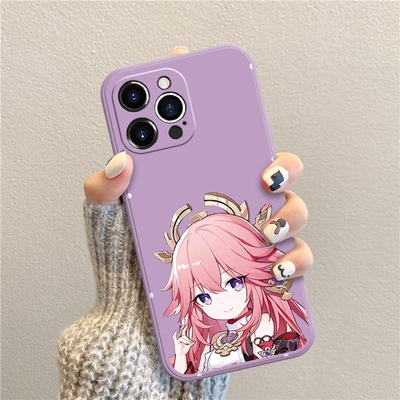 新款游戏二次元原神八重神子手机壳适用苹果iPhone161514vivox90华为nova10红米k60OPPOreno9小米13保护套