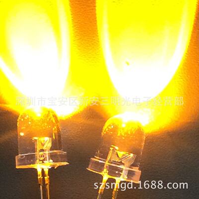 10mm发光二极管f10白发黄超高亮led直插灯珠f1010mmled灯珠