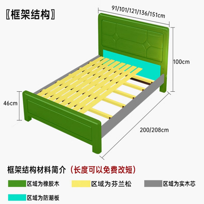 实木床1米2单人床2024年新款儿童床小户型省空间一米五家用储物床