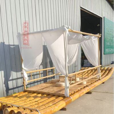 漂流船景区载人网红观光旅游花船钓鱼船PVC棚纱幔竹筏水上景区无