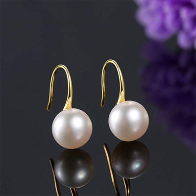 White 8-9mm Cultured Freshwater Pearl Earrings For Women, 92