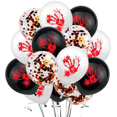 Halloween latex balloon 12-inch blood handprint pumpkin