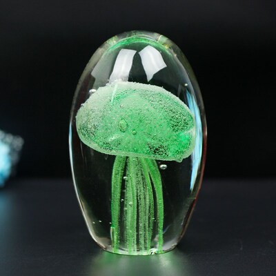 Colored Handmade Glow Glass Jellyfish Figurines Paperweight