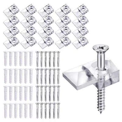 20 Sets Clear Mirror Holder Clips Bedroom Bathroom Mirror