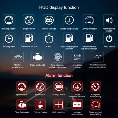 Car HUD Display M10  Head Up Display  OBDII OBD2 Overspeed W