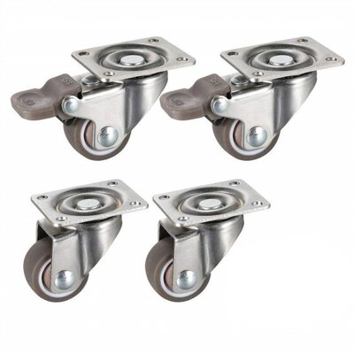 4PCS Casters Wheels For Home Furniture Soft Rubber Swivel Ca