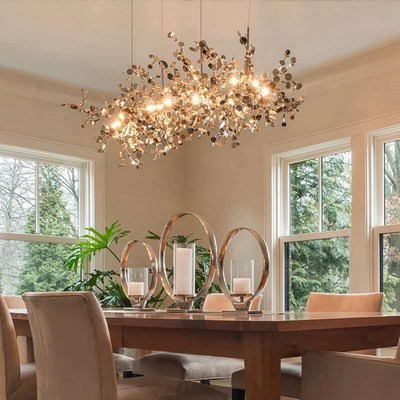 Moderna hand made stainless steel leaf chandelier colgante l