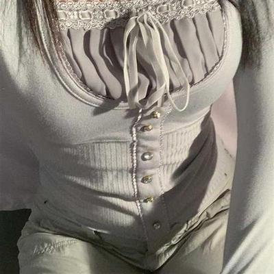 Rapcopter Y2K Sweet Cute Crop Top Lace Frill Bow Pullovers V