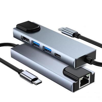 USB C Hub to Rj45 100M VGA Adapter OTG Thunderbolt 3 Dock wi