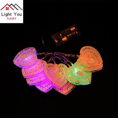 1.2M 10LED white lacquer wrought iron hollow heart decoratio