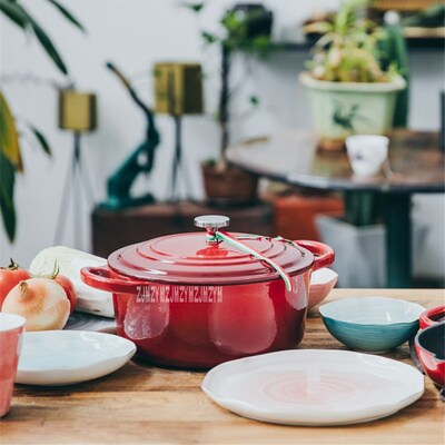 BCTJ27 Household Cast Iron 24cm Enamel Cooking Pot Nonstick