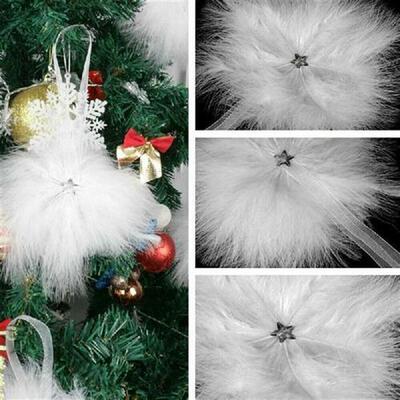 Christmas Ornament Feather Star White Bauble Hanging